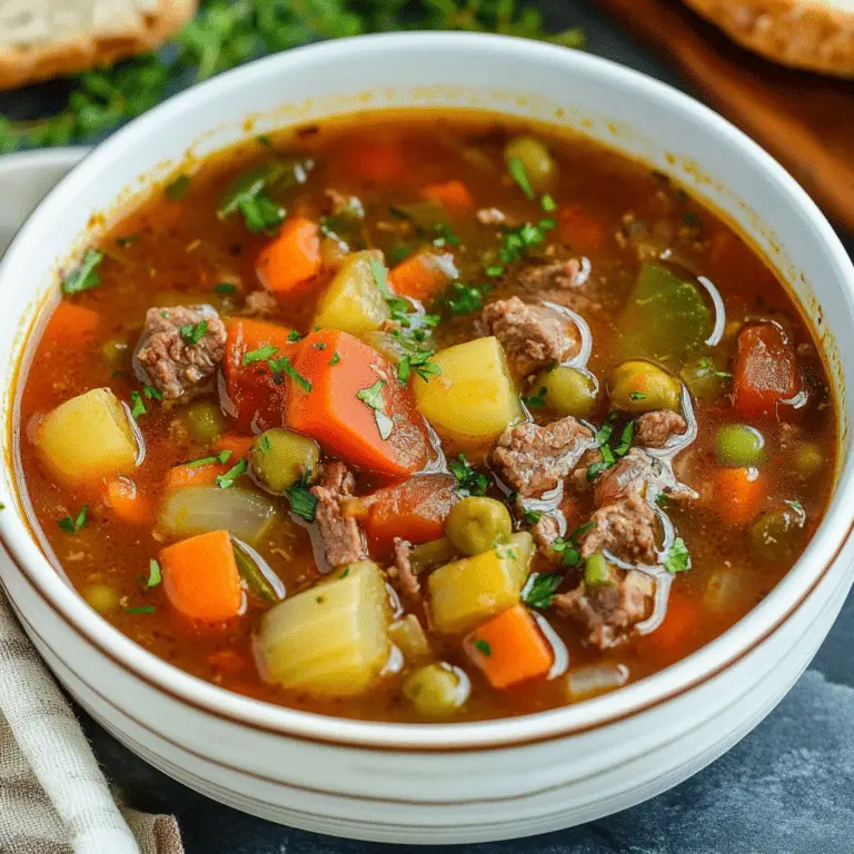 My Mom’s Old-fashioned Vegetable Beef Soup Recipe - cookingwithsandra.com