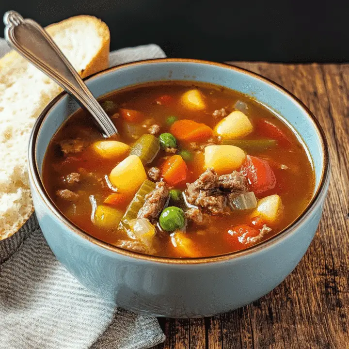 My Mom’s Old-fashioned Vegetable Beef Soup Recipe - cookingwithsandra.com