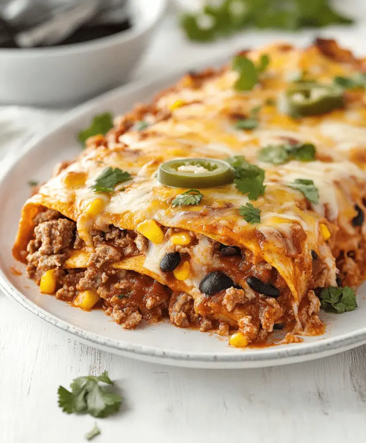 Beef Enchilada Casserole With Corn Tortillas Recipe - cookingwithsandra.com