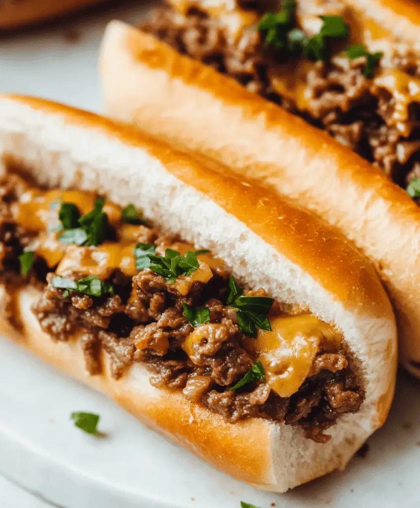 Cheesy Hot Beef Sandwich Recipe - cookingwithsandra.com