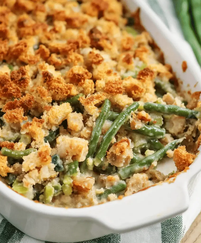 Green Bean Stuffing Casserole Recipe - cookingwithsandra.com
