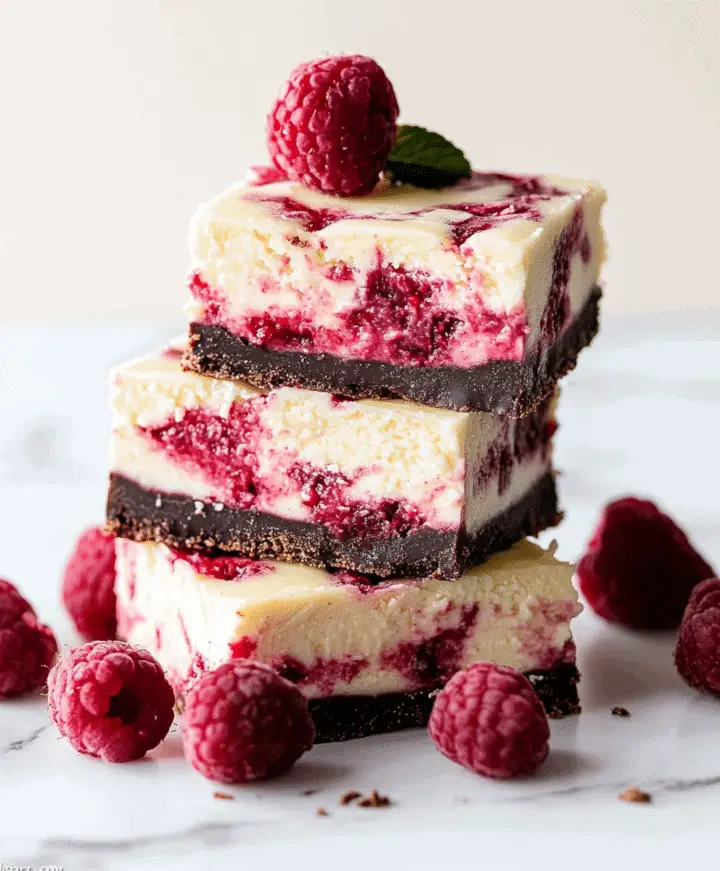 White Chocolate Raspberry Cheesecake Bars Recipe - cookingwithsandra.com