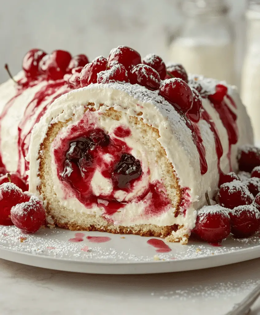 Heavenly Cherry Cheesecake Cake Roll Recipe - cookingwithsandra.com