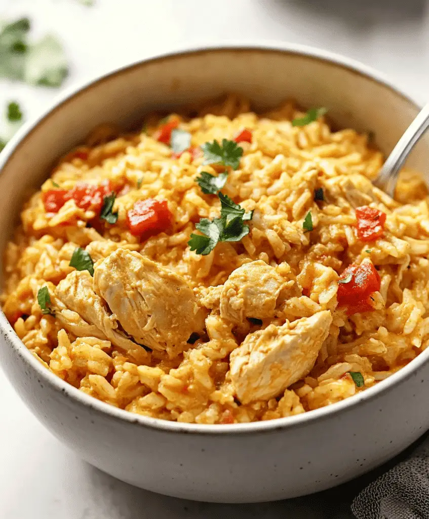 Easy One Pot Queso Chicken And Rice Recipe - cookingwithsandra.com