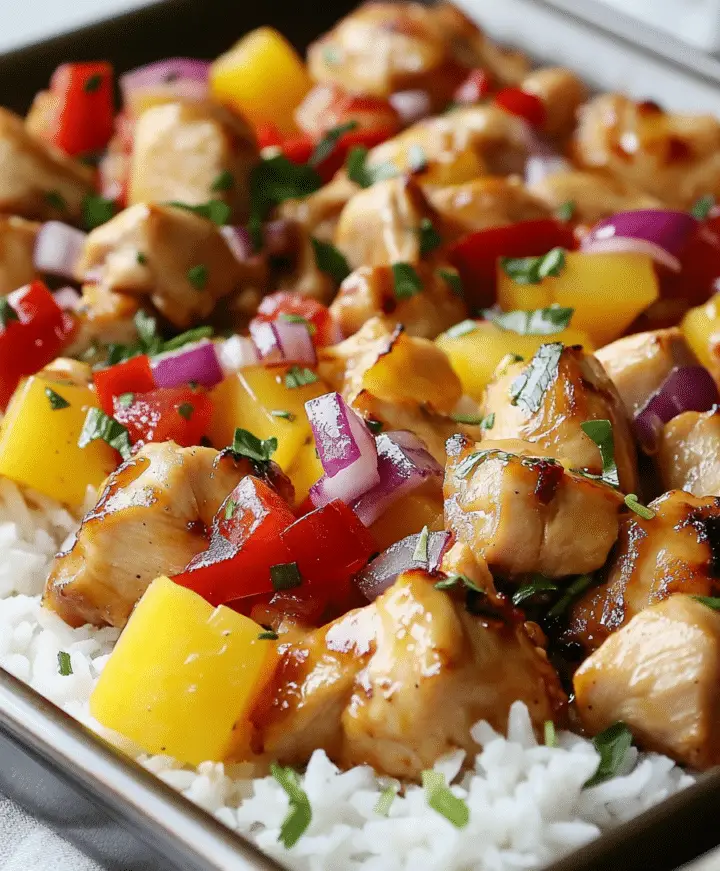 Hawaiian Chicken Sheet Pan Recipe - cookingwithsandra.com