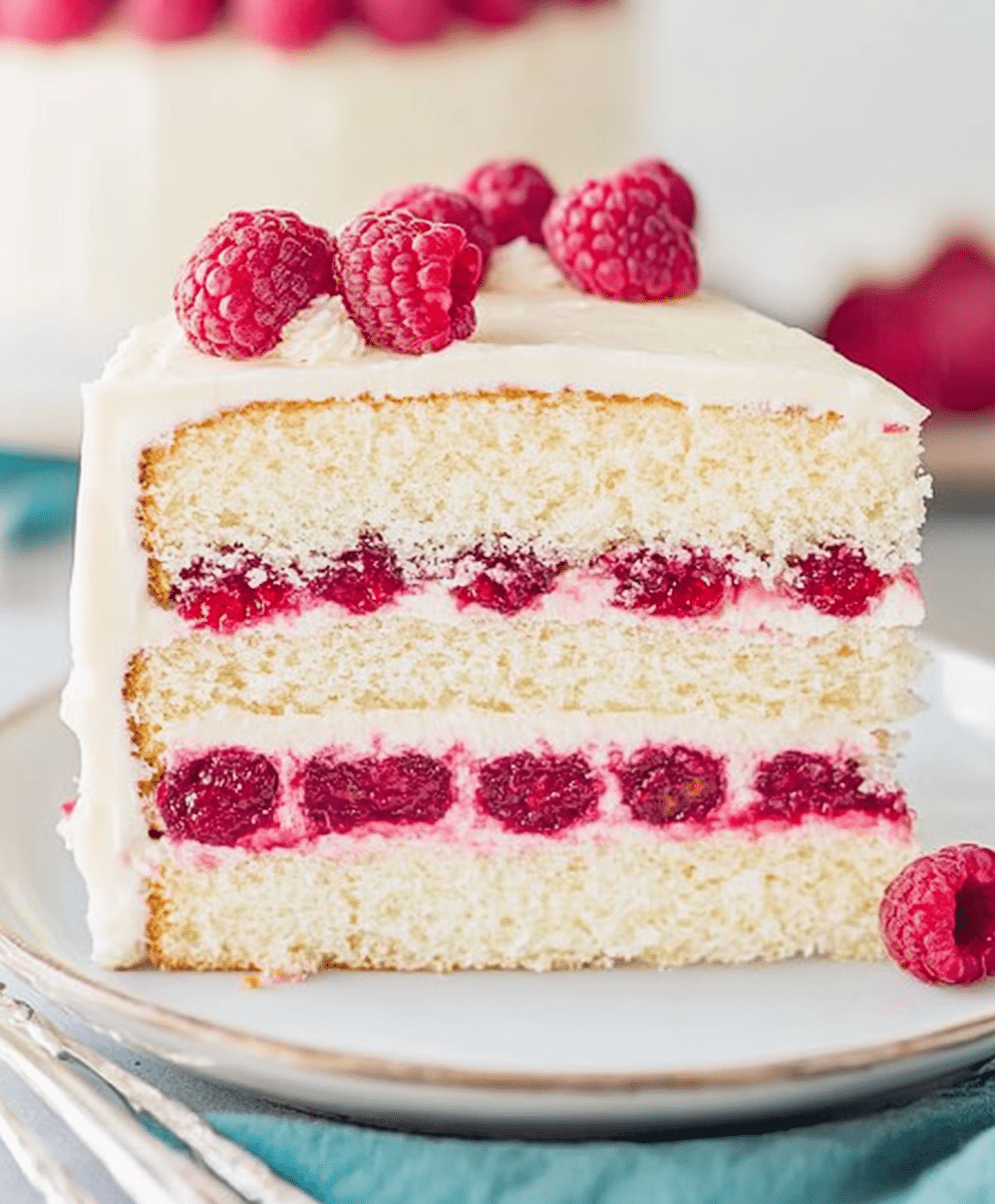 White Chocolate Raspberry Deam Cake Recipe - cookingwithsandra.com