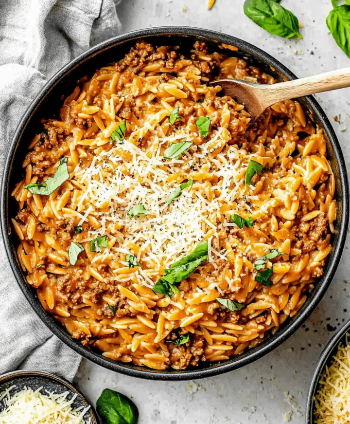Creamy Ground Beef Orzo Recipe - cookingwithsandra.com