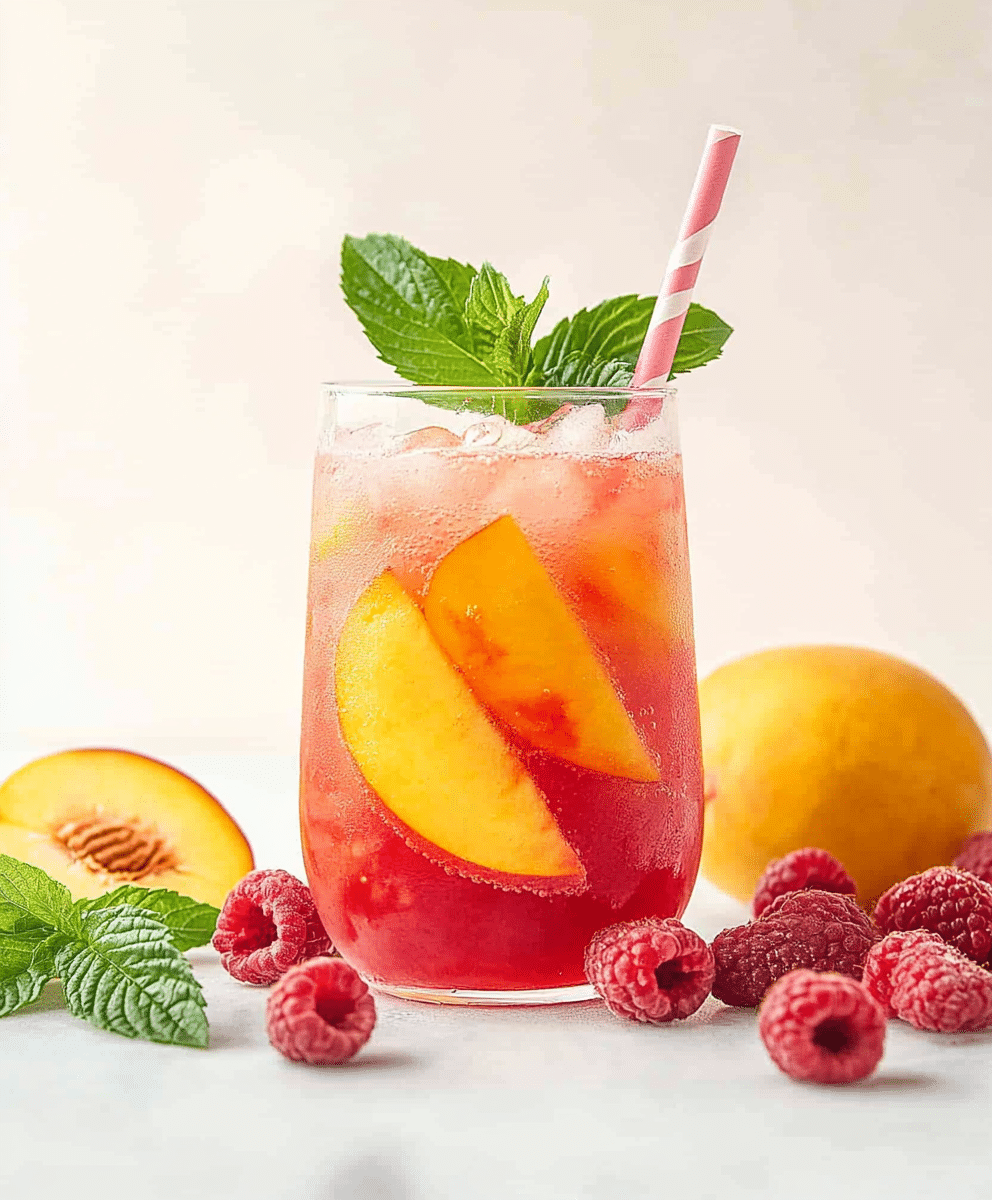 Homemade Raspberry Peach Lemonade Recipe - cookingwithsandra.com